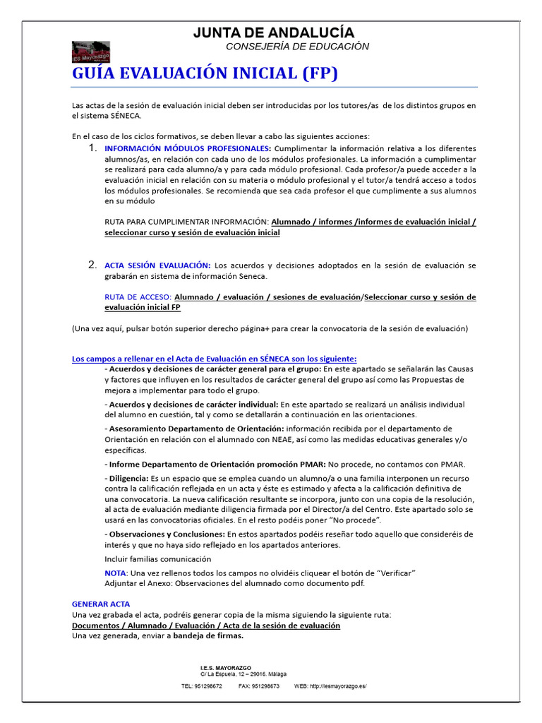Guía Evaluac Inicial - FP | PDF