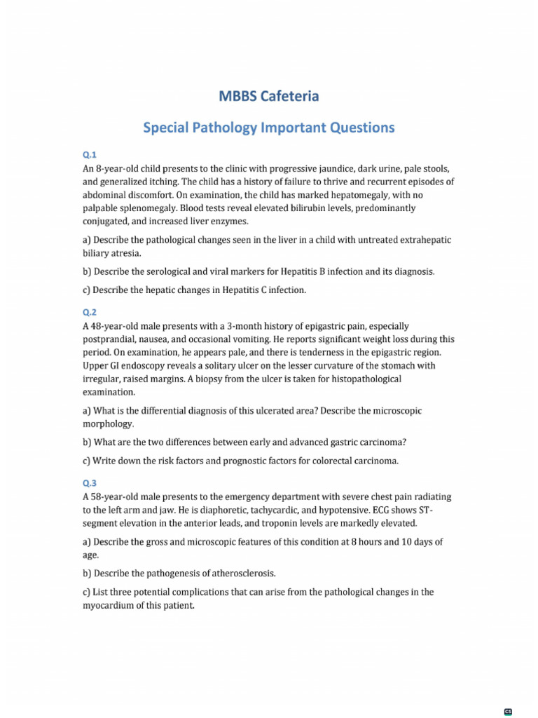 MBBS Special Pathology Questions | PDF