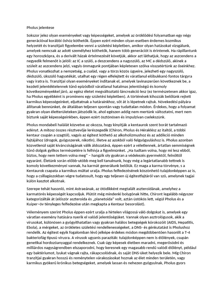 Pholus Jelentese | PDF