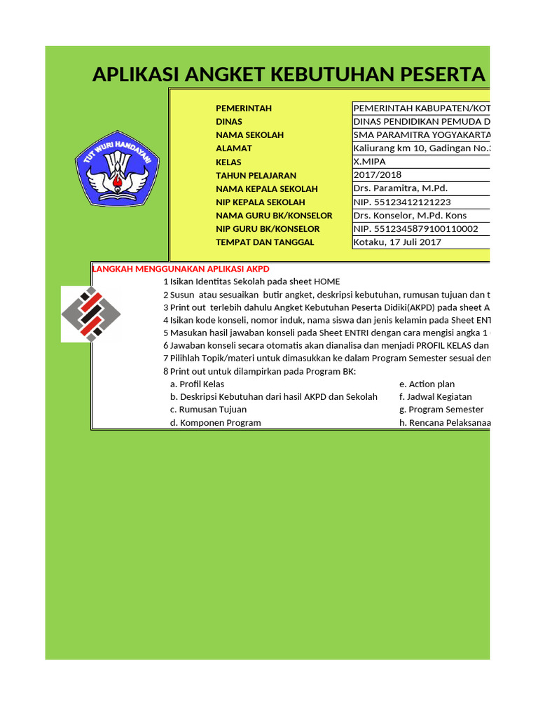Aplikasi Akpd Sma-ma Kls 10_ Contoh Jadi - Copy | PDF