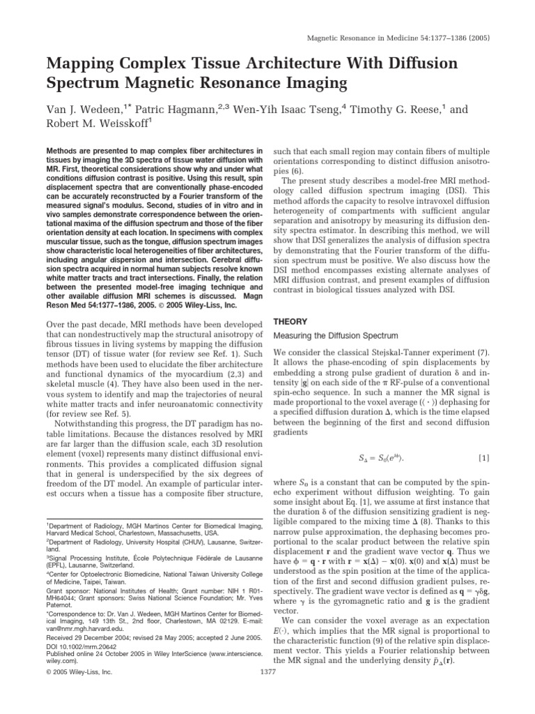Wedeen - Mapping Complex Tissue Architecture W | PDF | Spectral Density ...