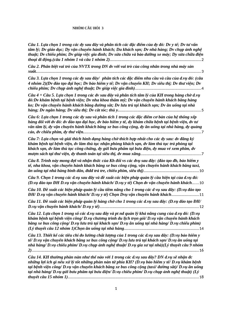 NHÓM CÂU HỎI 3 qtdv | PDF