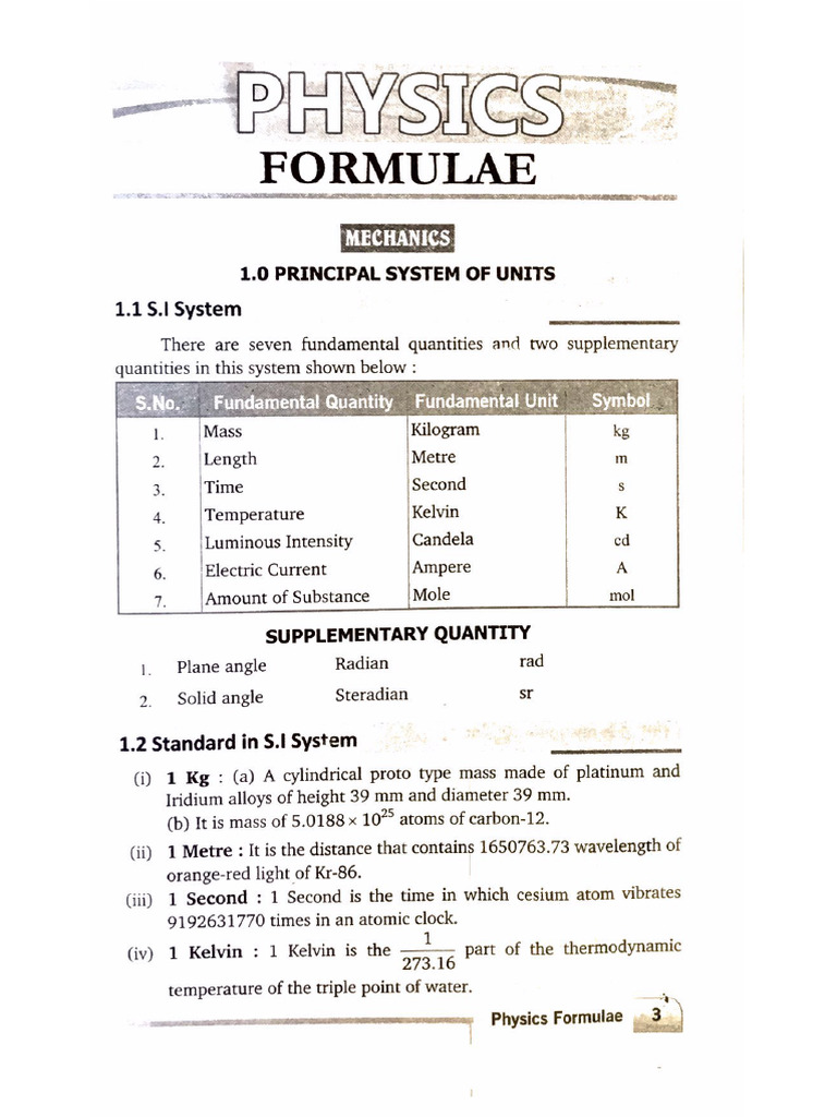 Physics Formulae Book | PDF