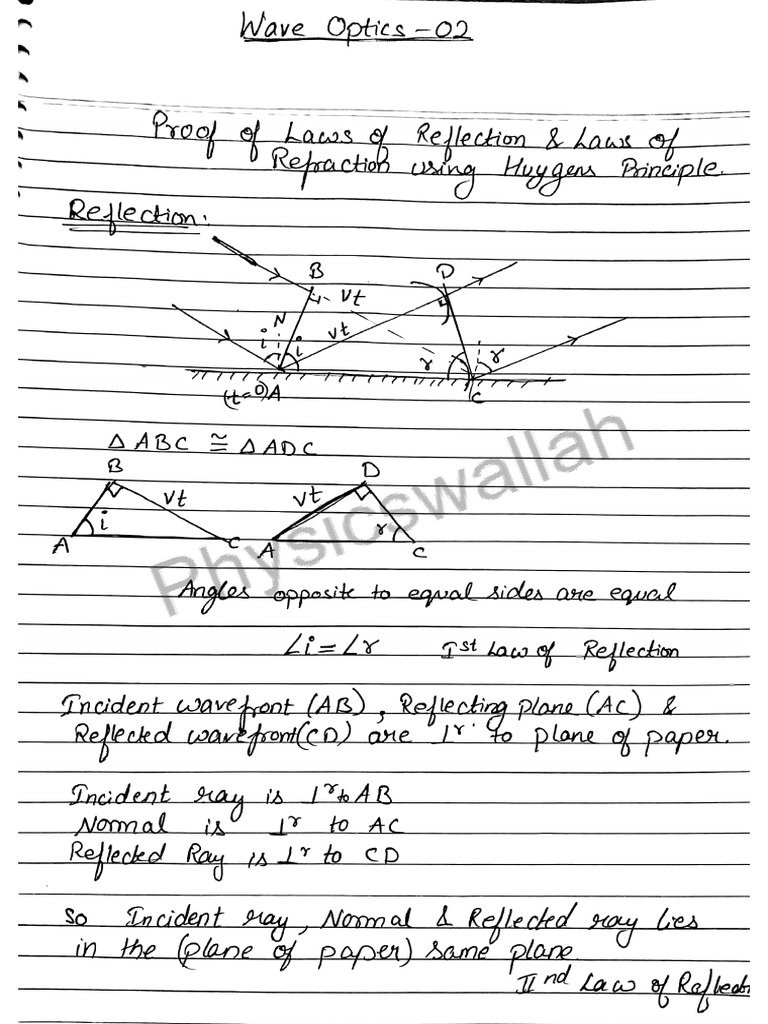 Class 12 - Chapter 10 - Wave Optics (Lecture 02) - Handwritten Notes ...