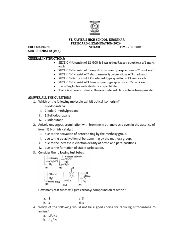 PB-1 QP | PDF | Aldehyde | Chemical Reactions