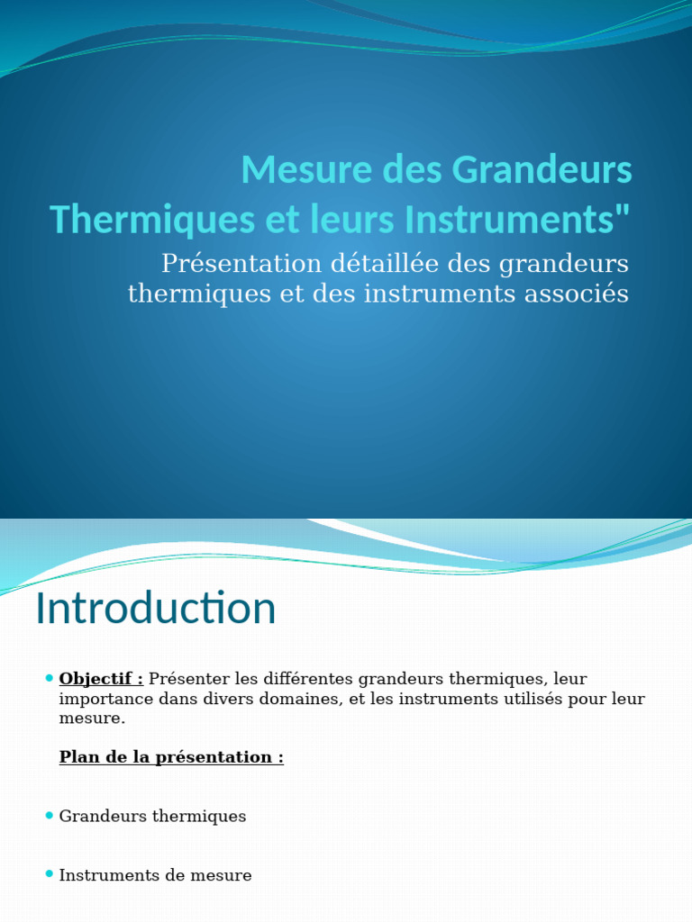 Mesure Des Grandeurs Thermiques Et Leurs Instruments 1 | PDF | Chaleur | Température