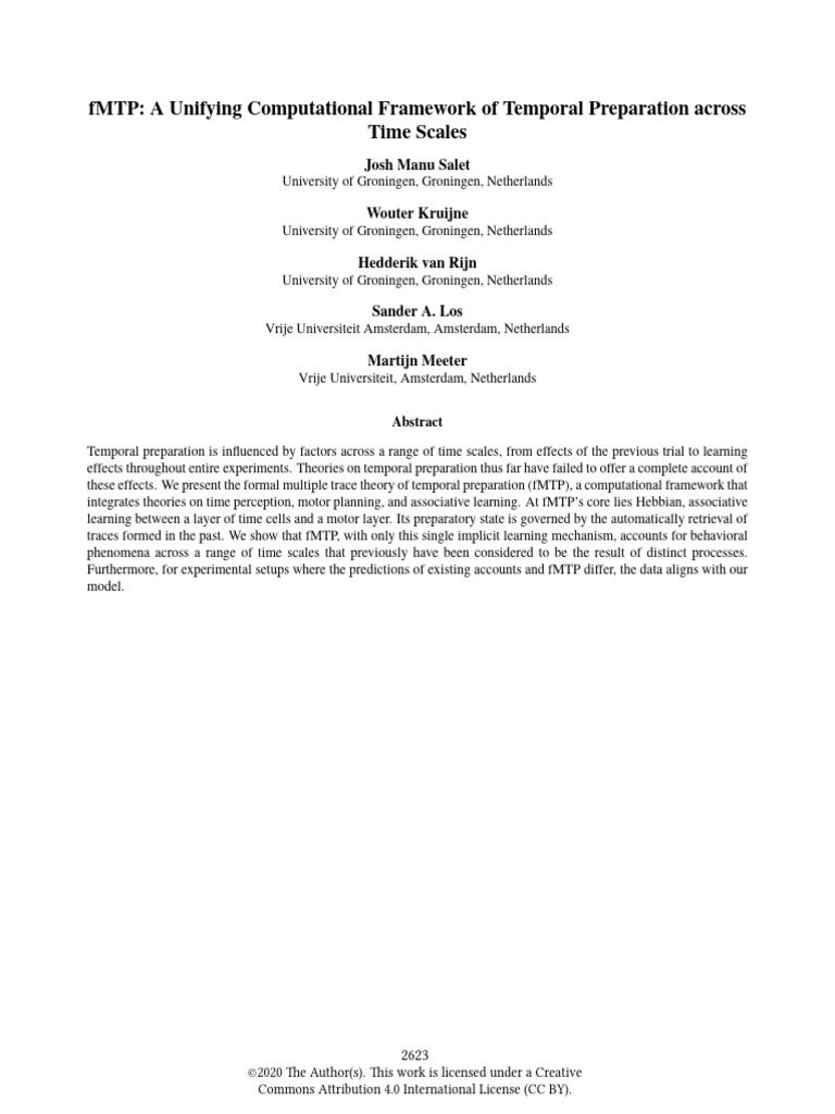 FMTP: A Unifying Computational Framework of Temporal Preparation Across Time Scales | PDF