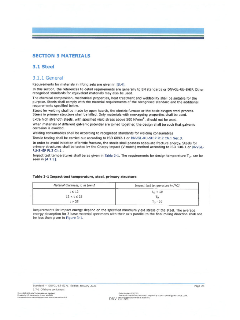 DNVGL-ST-E271-2021 - Sec 3 Materials | PDF