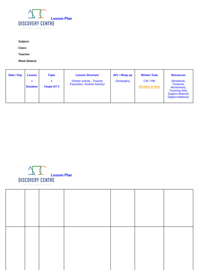 Lesson Plan Template for Educators | PDF