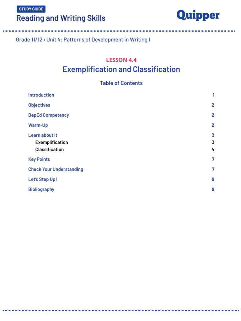 ME EngRW 11 Q3 0404_SG_Exemplification and Classification | PDF | Air ...