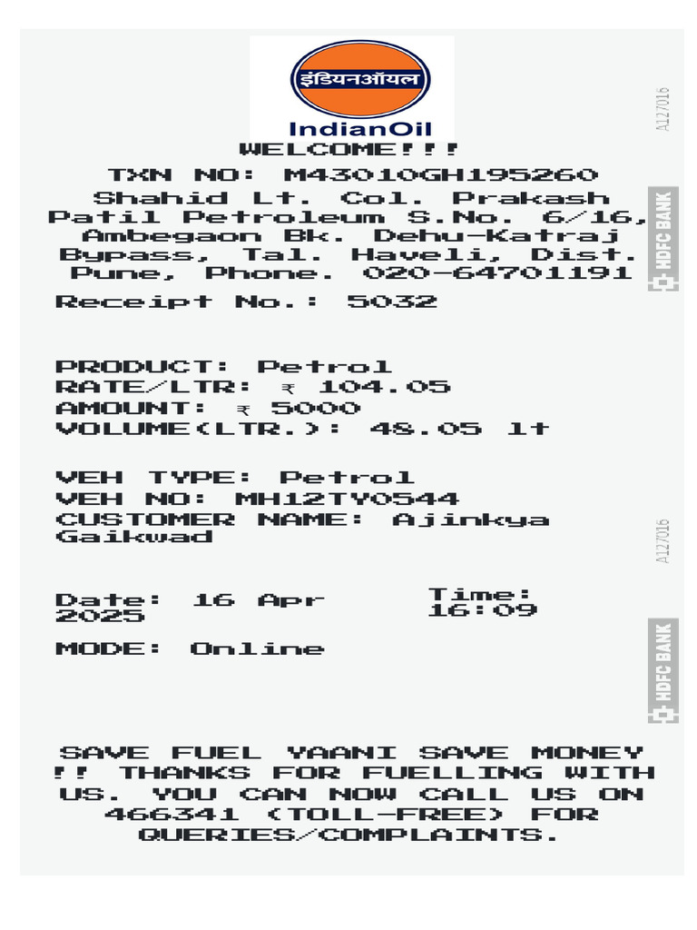 Fuel Bill Template 3 | PDF