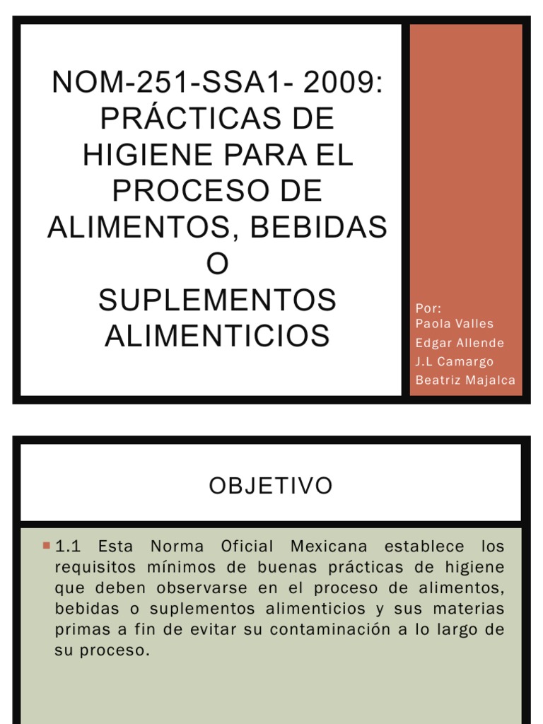 NOM 251 SSA1 Practicas Higiene Proceso Alimentos | PDF