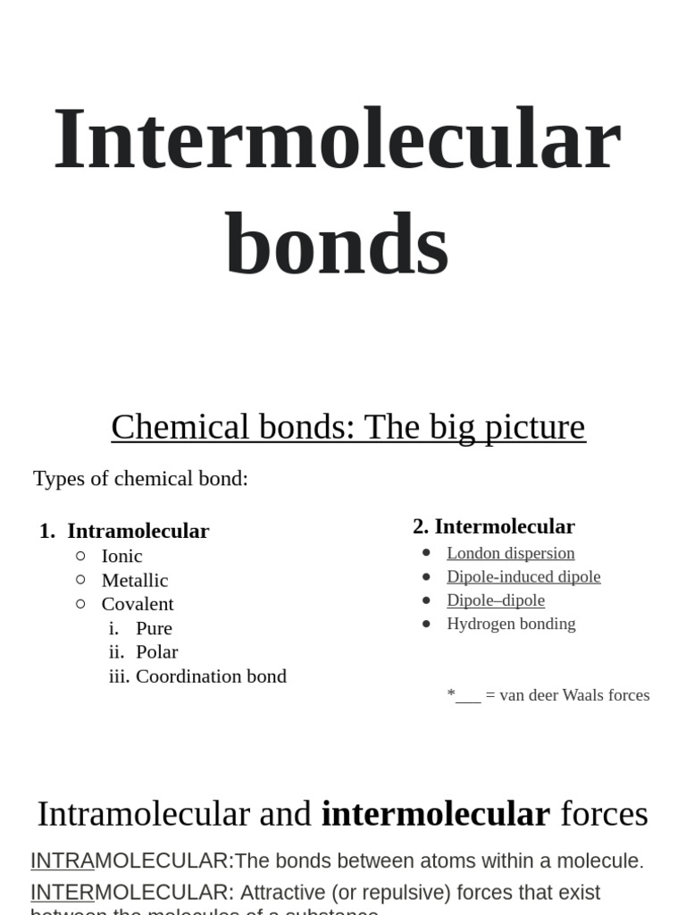 9) Intermolecular Bonds | PDF | Chemical Polarity | Intermolecular Force