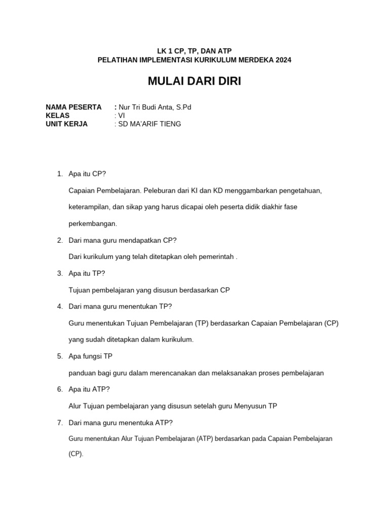 LK 1 CP TP ATP | PDF