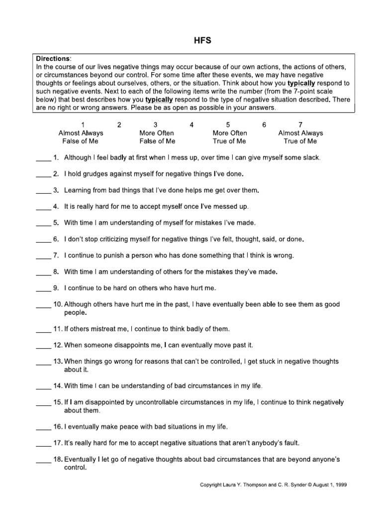 Heartland Forgiveness Scale | PDF