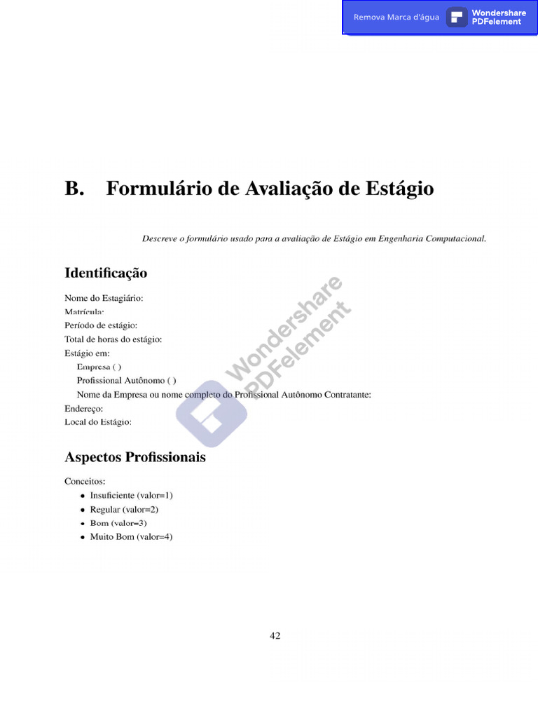 Formulario de avaliacao de estagio | PDF