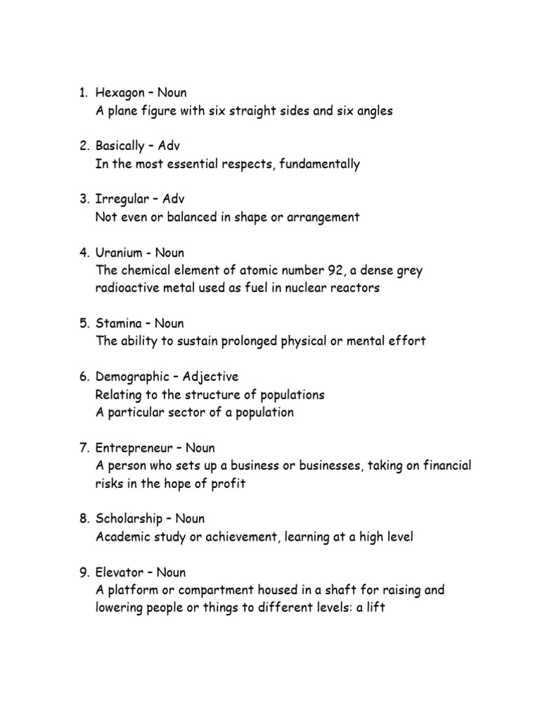 Spelling Bees Final Words | PDF | Adjective | Noun