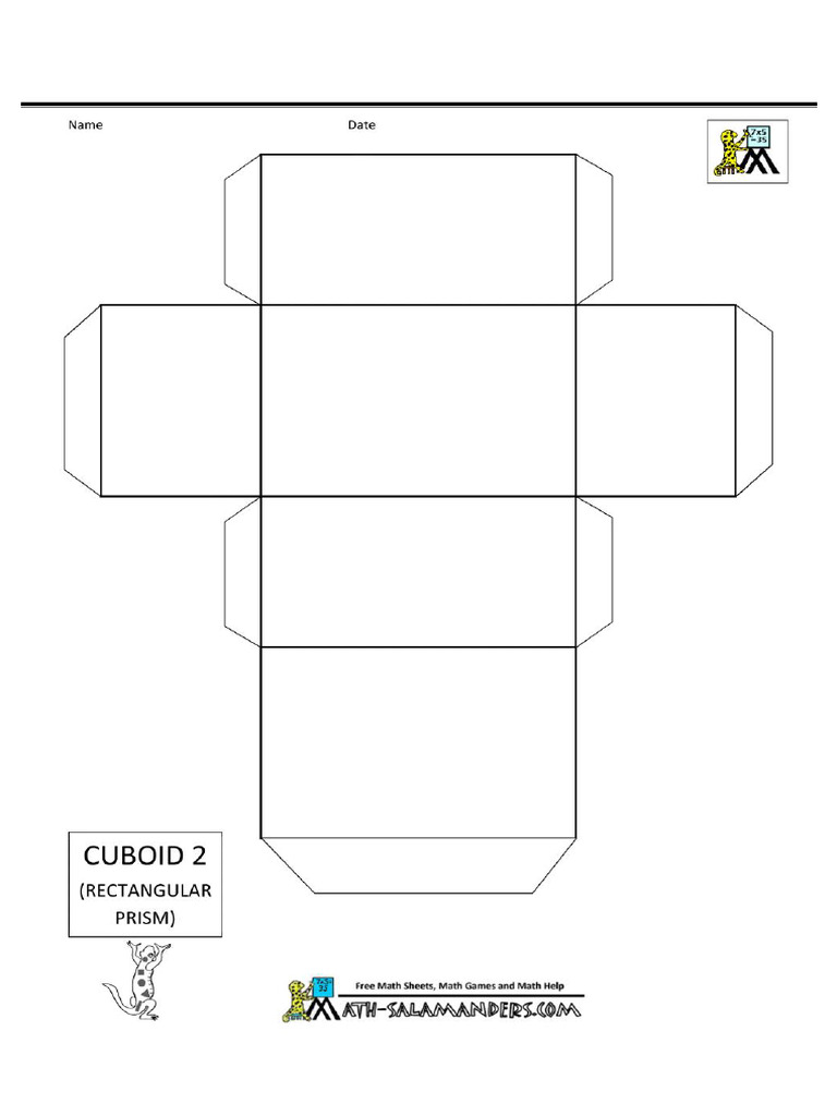 3 D Shapes Cuboid Net 2 Tabs | PDF