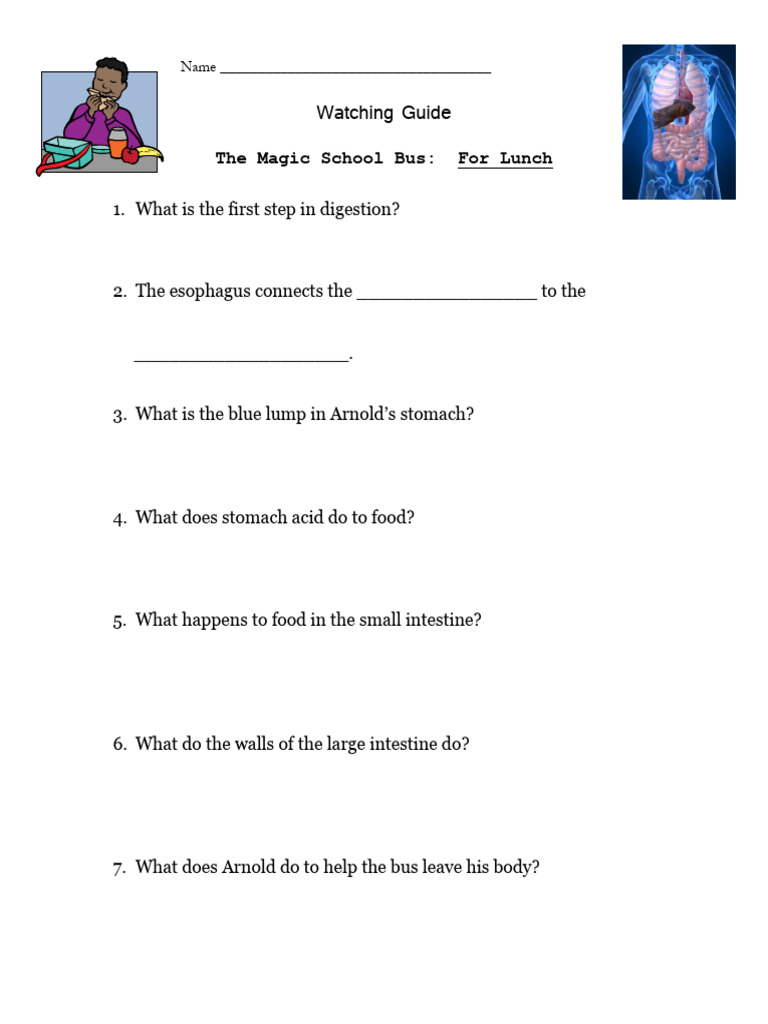 Watching Guide: The Magic School Bus: For Lunch | PDF