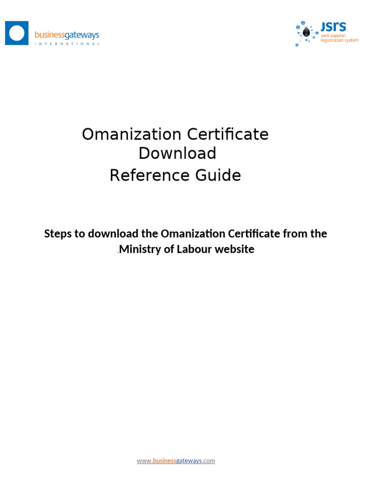 Reference Guide - Download The Omanization Certificate From Ministry of ...