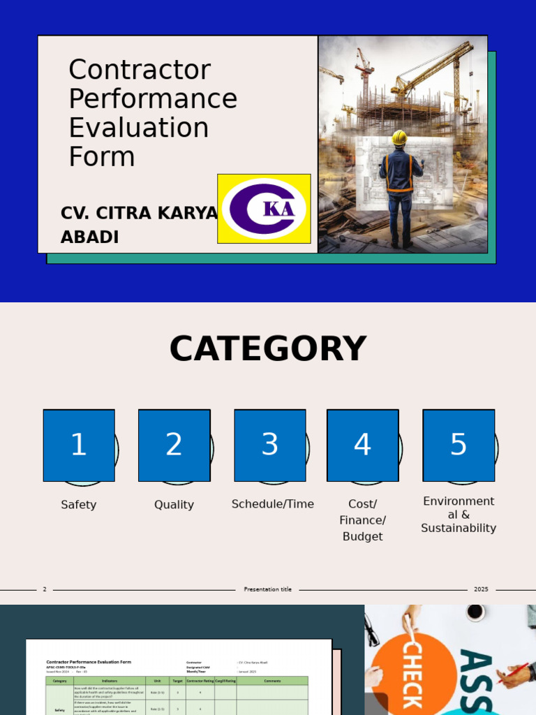 Contractor Performance Evaluation Form CKA-1 | PDF