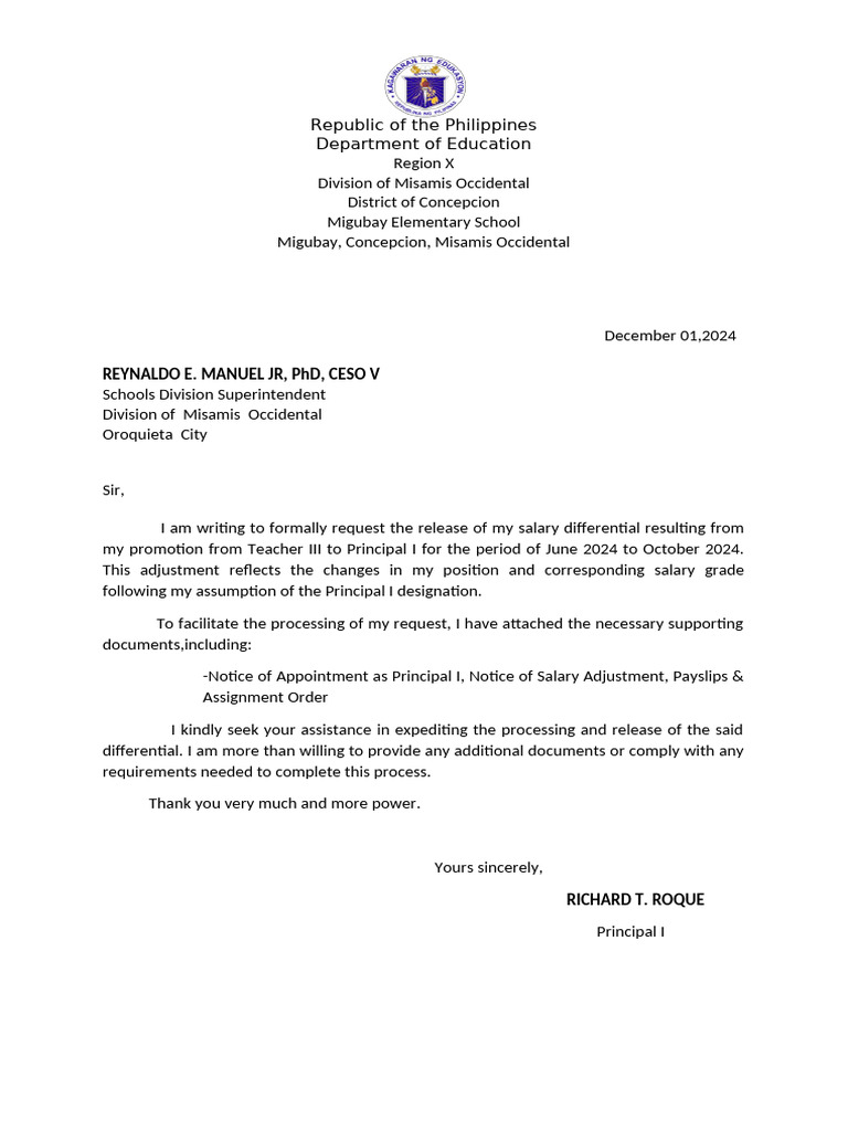 Salary Differential Request 2024 | PDF