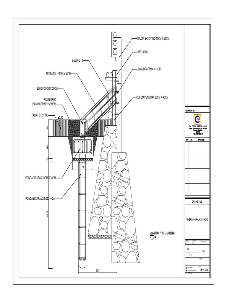 GAMBAR KERJA PERKUATAN PAGAR-Model | PDF