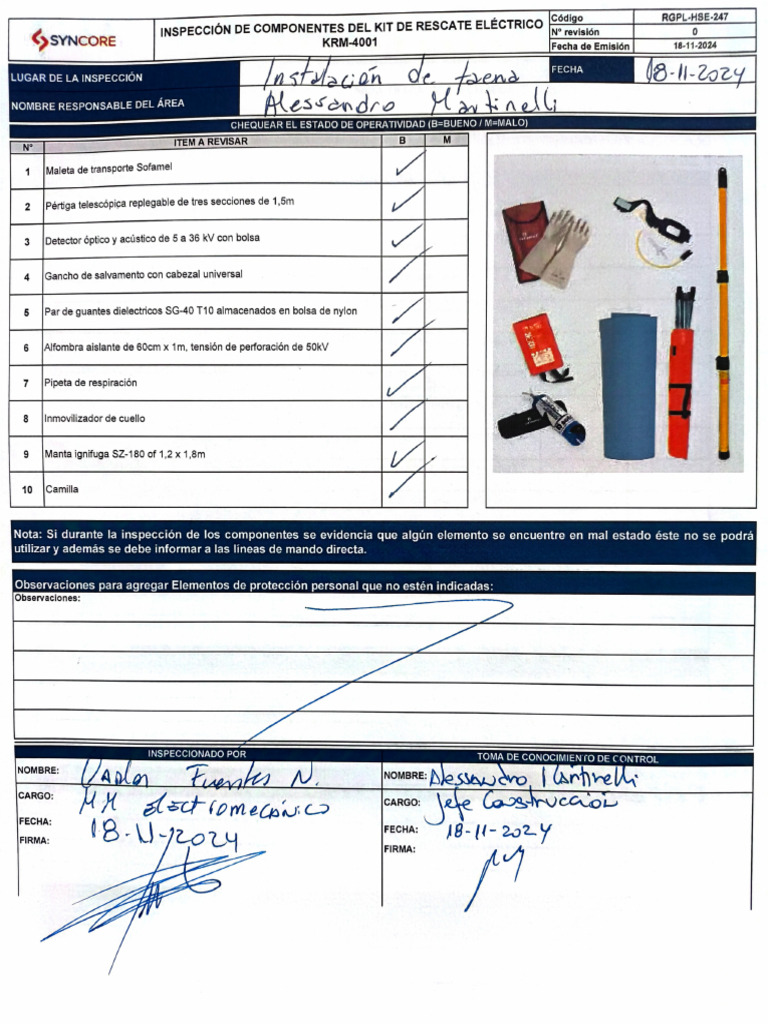 CHECK LIST KIT DE RESCATE | PDF