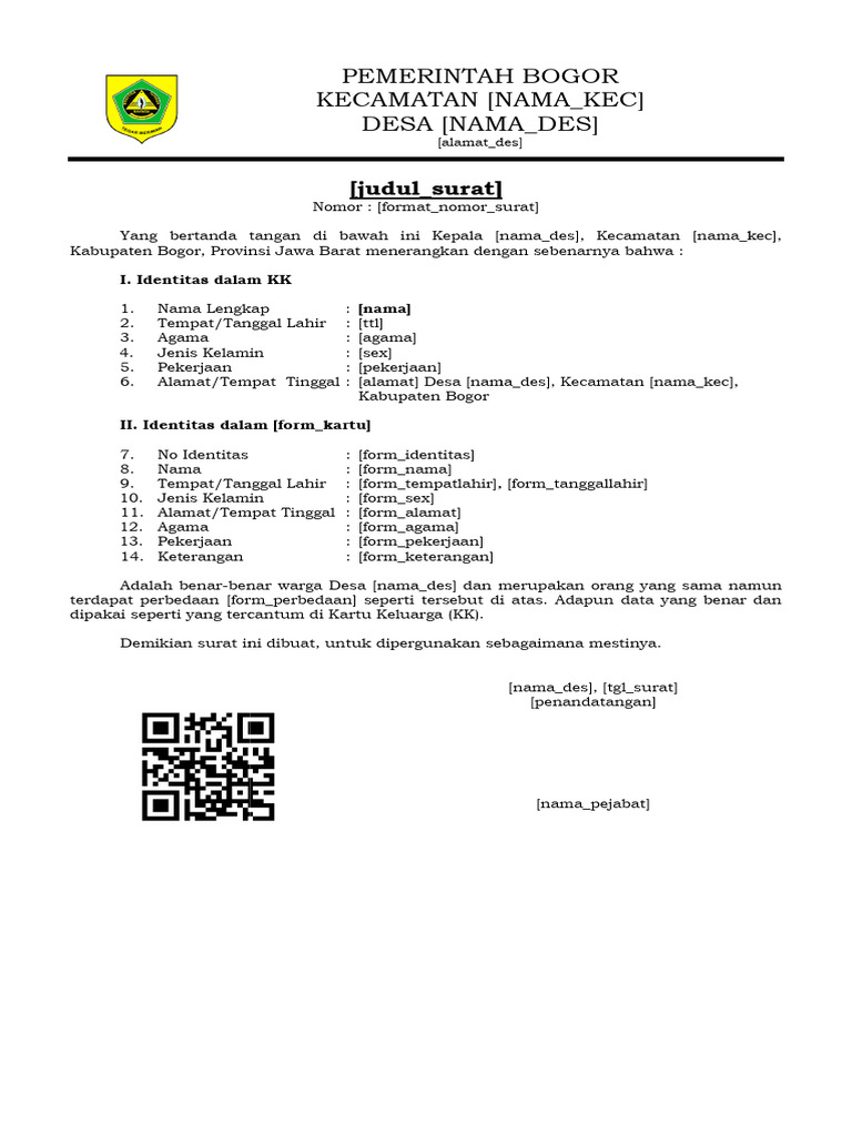 S-08 Surat Ket Beda Nama | PDF