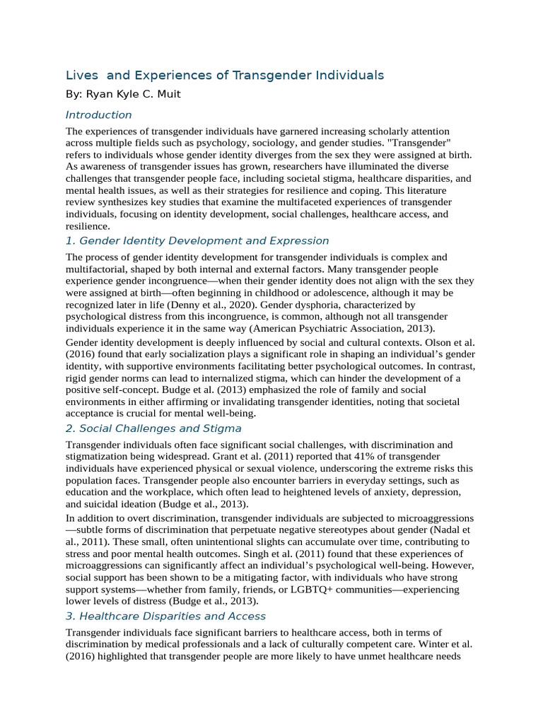 Lireature Review Ni Muit | PDF | Transgender | LGBTQIA+ Studies