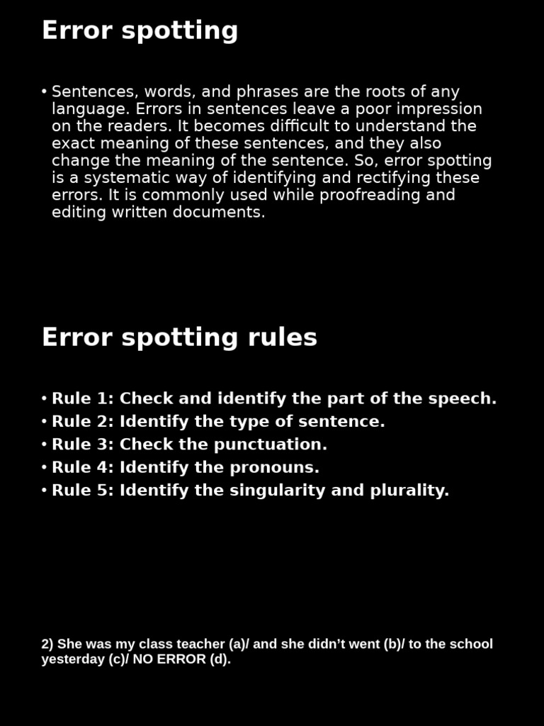 Spot the Errors | PDF | Linguistic Morphology | Syntax