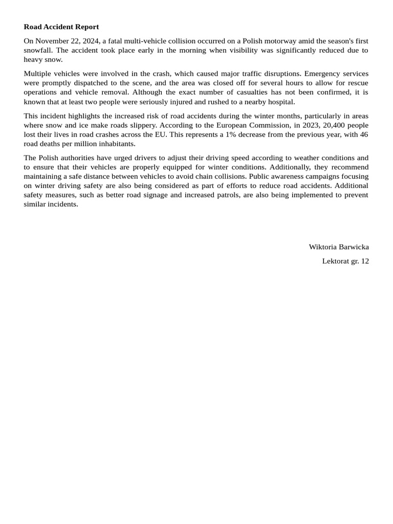 Road Accident Report | PDF