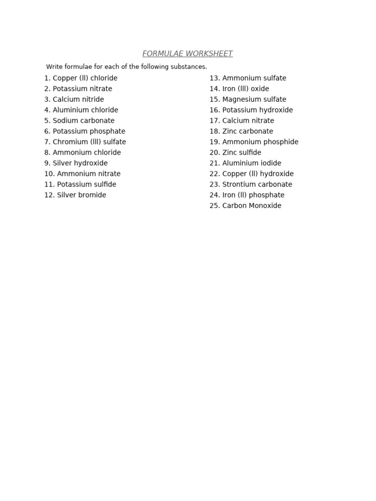 Formula Revision | PDF