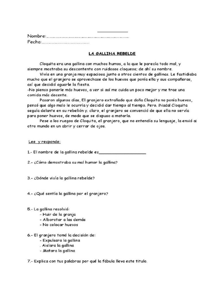 69 Cuentos Cortos y Guia Actividades de Comprension Lectora 63 | PDF