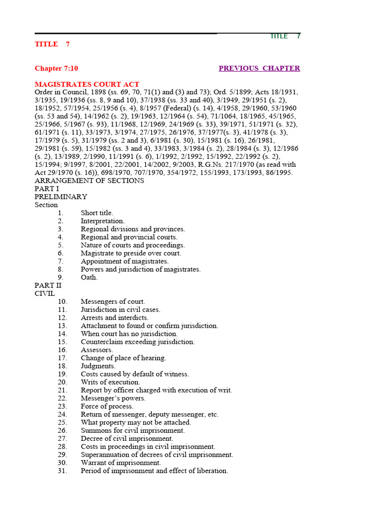Overview of the Magistrates Court Act | PDF | Magistrate | Judgment (Law)