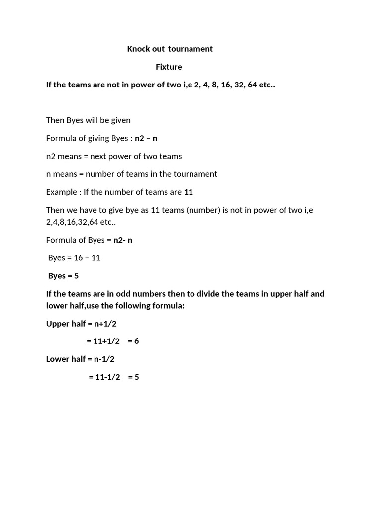 11-Team Knockout Tournament Fixture | PDF