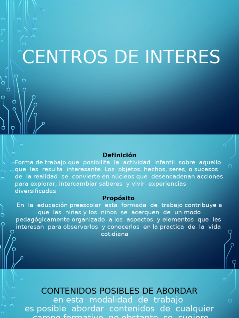 Centros de Interes | PDF | Aprendizaje | Educación de la primera infancia