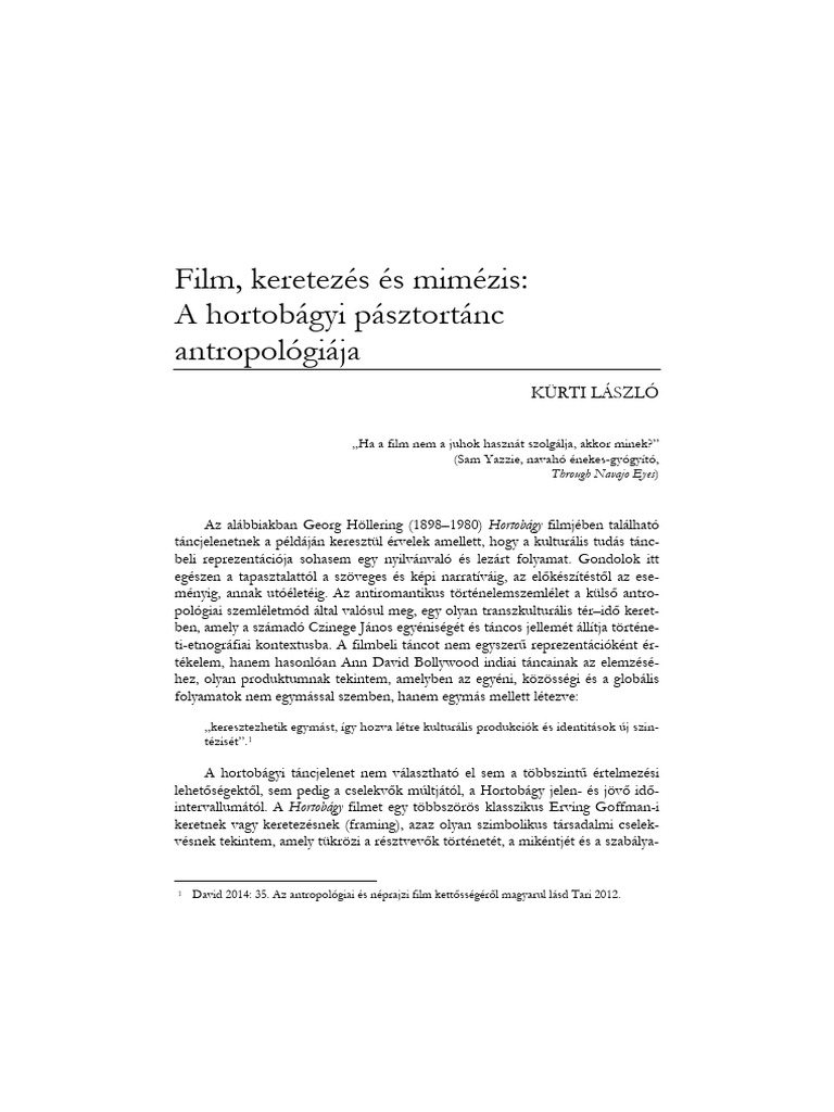 Kürti, Film, Keretezés, És Mimezis. A Hortobágyi Pásztortánc ...