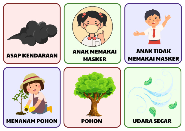 Flashcard Kegiatan Kesukaanku Hobi Buru Hijau Pink Pastel (A4 ...