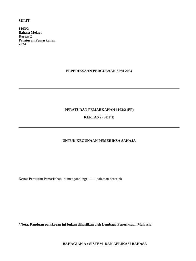 Kertas 2 Set 1 SKEMA | PDF