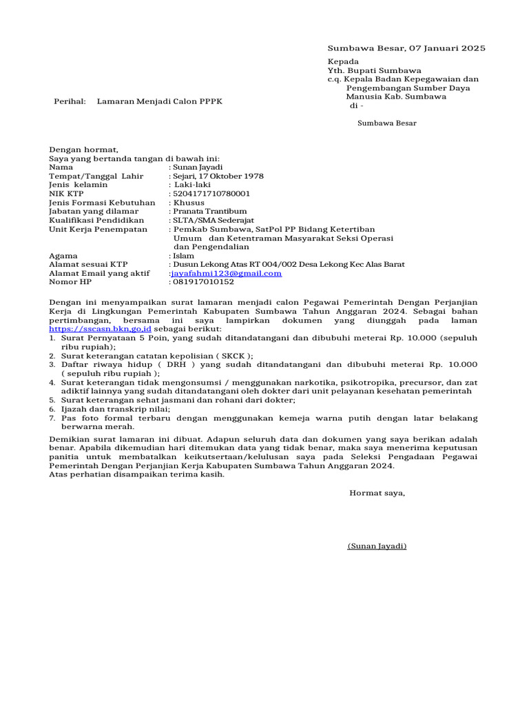 Contoh Surat Lamaran | PDF