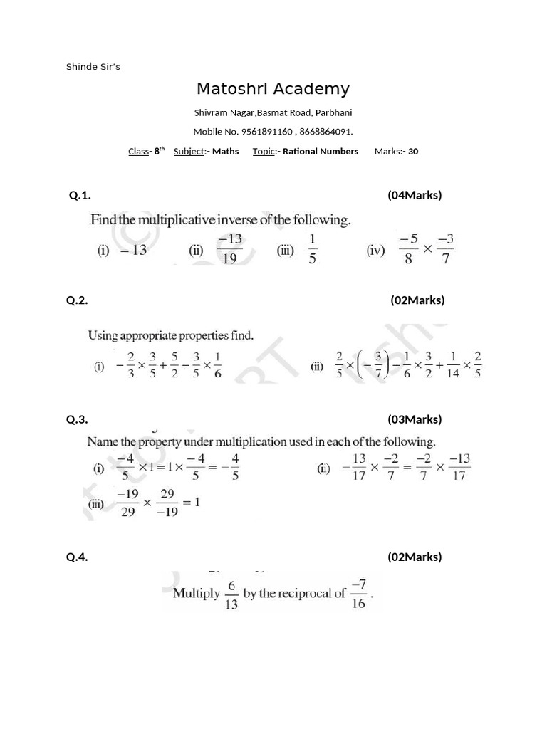 8th maths ch.1 | PDF