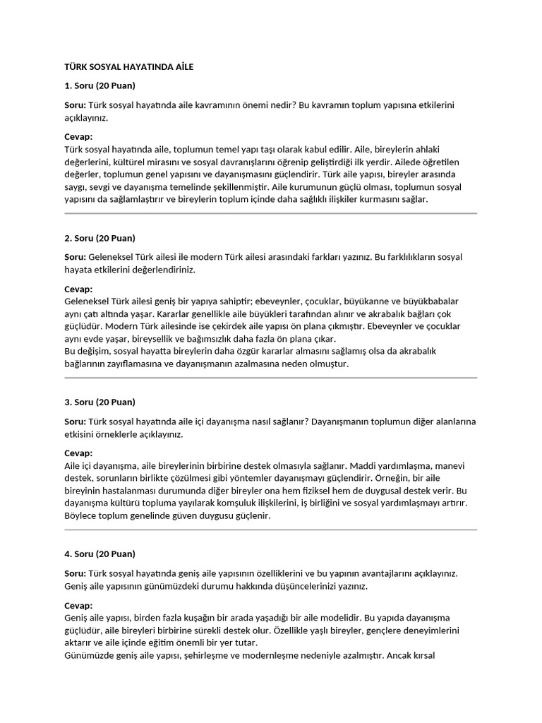 Türk Sosyal Hayatında Aile | PDF