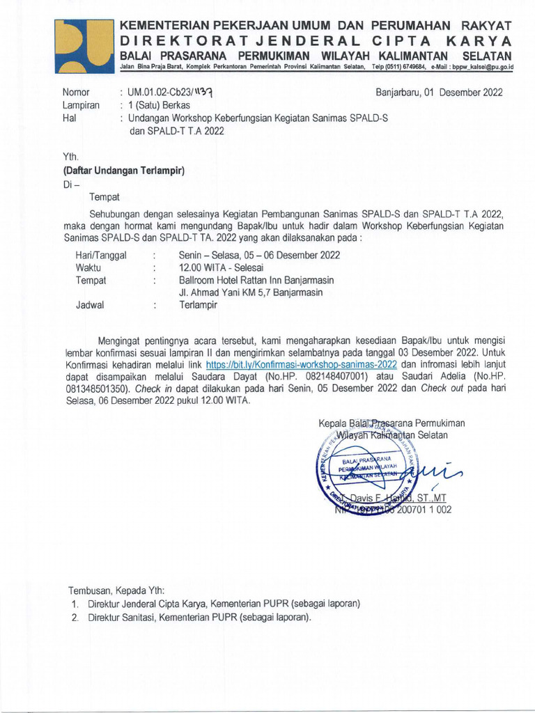 Undangan Workshop SPALD KPP, KSM Dan TFL | PDF