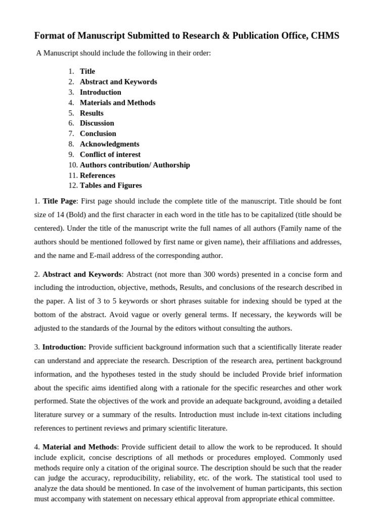 Manuscript Format To Research (Word) | PDF | Citation | Abstract (Summary)