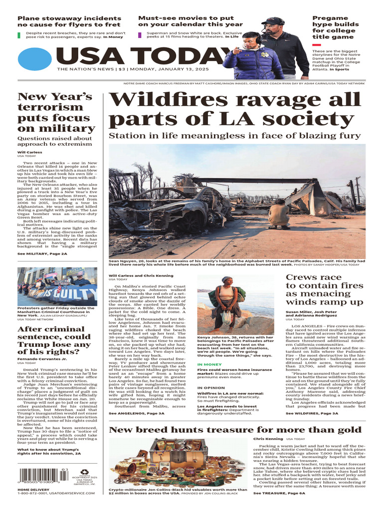 USA Today - January 13, 2025 | PDF | Donald Trump | American Government