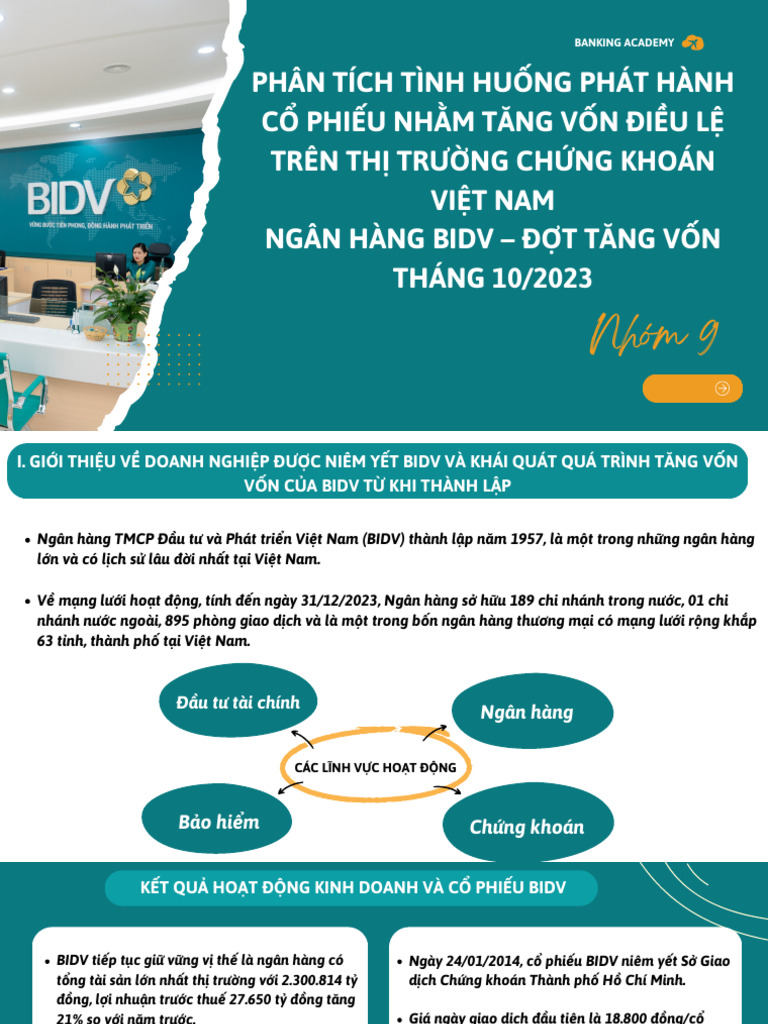 Tìm hiểu BCTC của NHTM BIDV tại Việt Nam và kết luận về các khoản mục ...