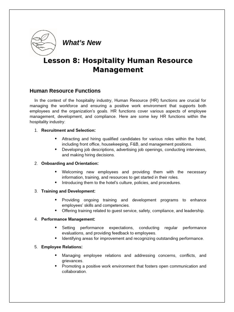 HR Management in Hospitality Industry | PDF | Human Resource Management ...