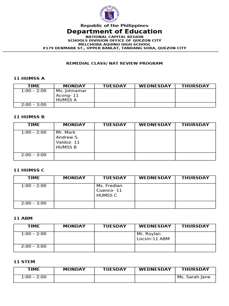 Remedial Class-Nat Review Program | PDF | Philippines