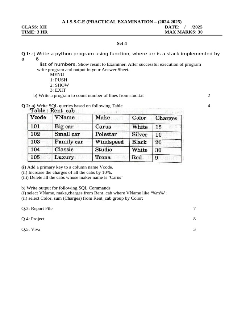 xii_cs_pract_25 | PDF | Sql | Software Engineering